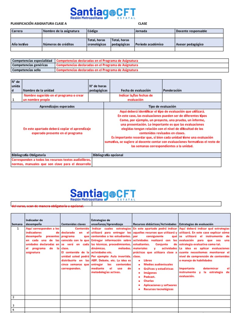 Planificación Clase A Clase 2024 - Como Completar | PDF | Evaluación | Enseñando