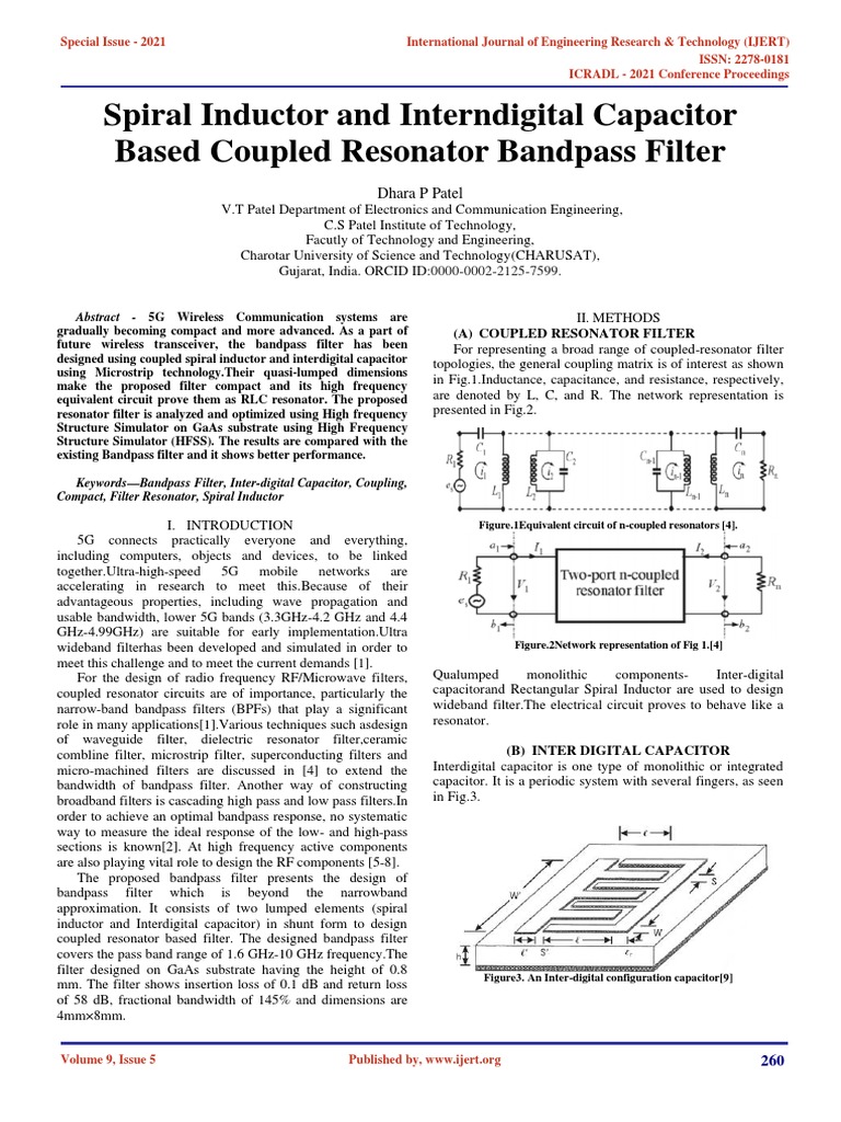 2021spiral Inductor and Interndigital Capacitor Based Coupled Resonator ...