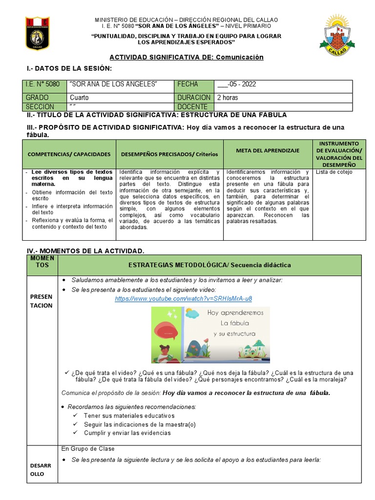 SESION D3 S11 COMUNICAC Estructura de Fábula | PDF | Fábula SESION D3 S11 COMUNICAC Estructura de Fábula | PDF | Fábula