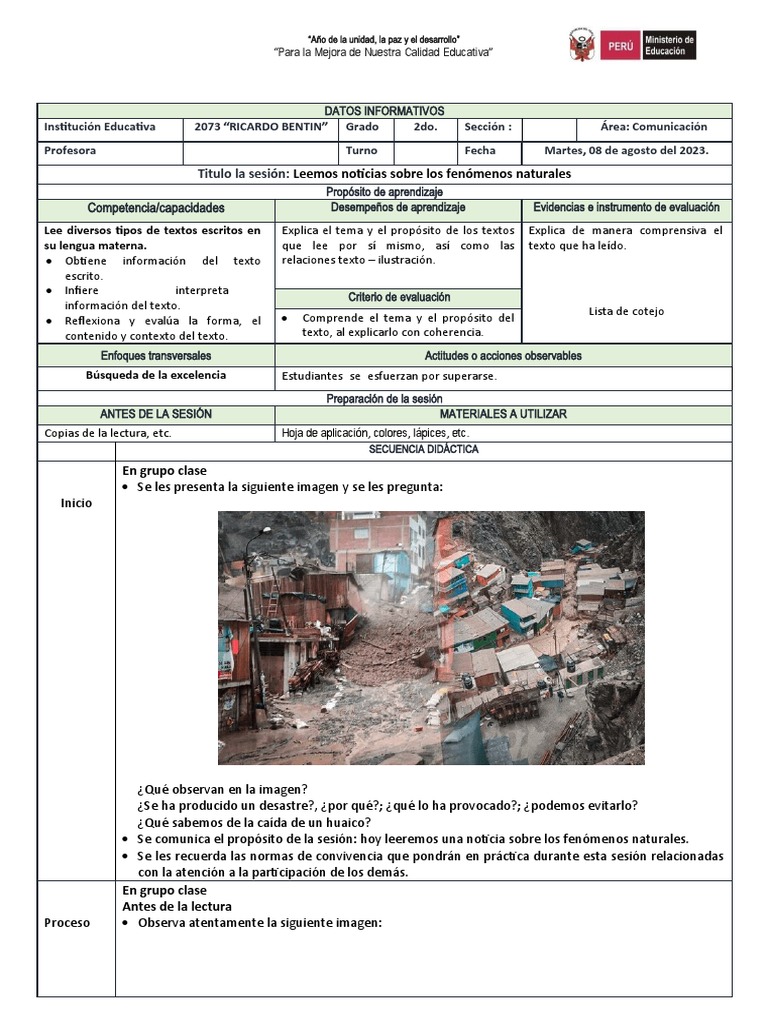 08-08-23 Sesión - Leemos Noticias Sobre Fenómenos Naturales | PDF ...