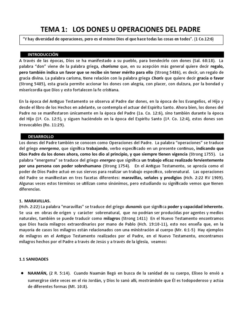 Tema 1 LOS DONES DEL PADRE | PDF | Gracia divina | Jesús