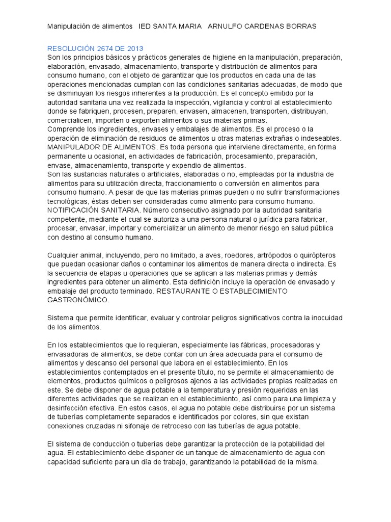 Resumen Resolucion 2674 de 2013 | PDF