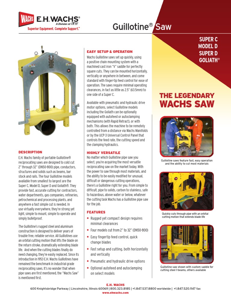Guillotine Pipe Saw Datasheet | PDF