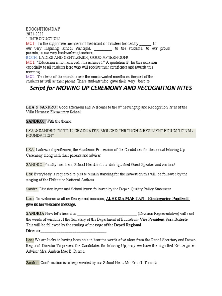 Villa Hermosa Script - Emcees | PDF