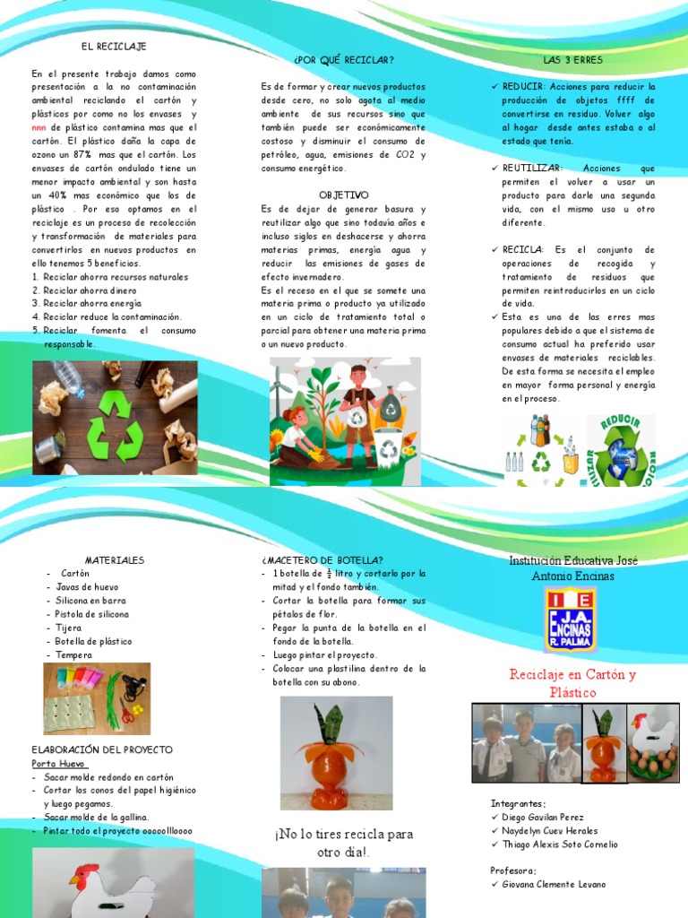 TRIPTICO El Reciclaje | PDF | Reciclaje | Residuos