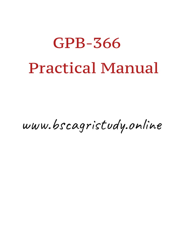 GPB 366 Practical Manual | PDF | Wheat | Flowers