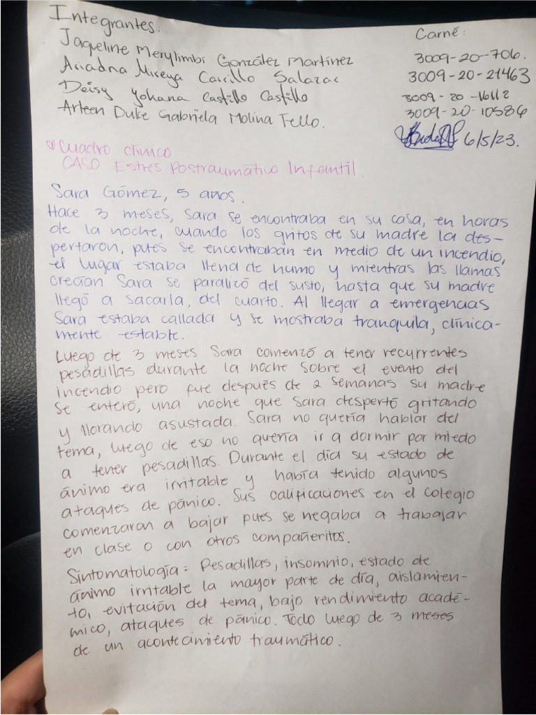 Caso clínico TEPT | PDF | Trastorno mental | Estrés (biología)