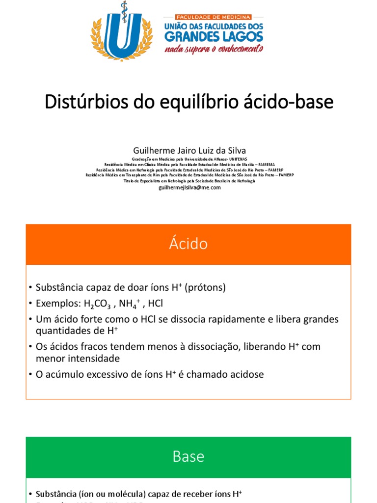 Distúrbios Do Equilíbrio Ácido Base Pdf Solução Tampão Química