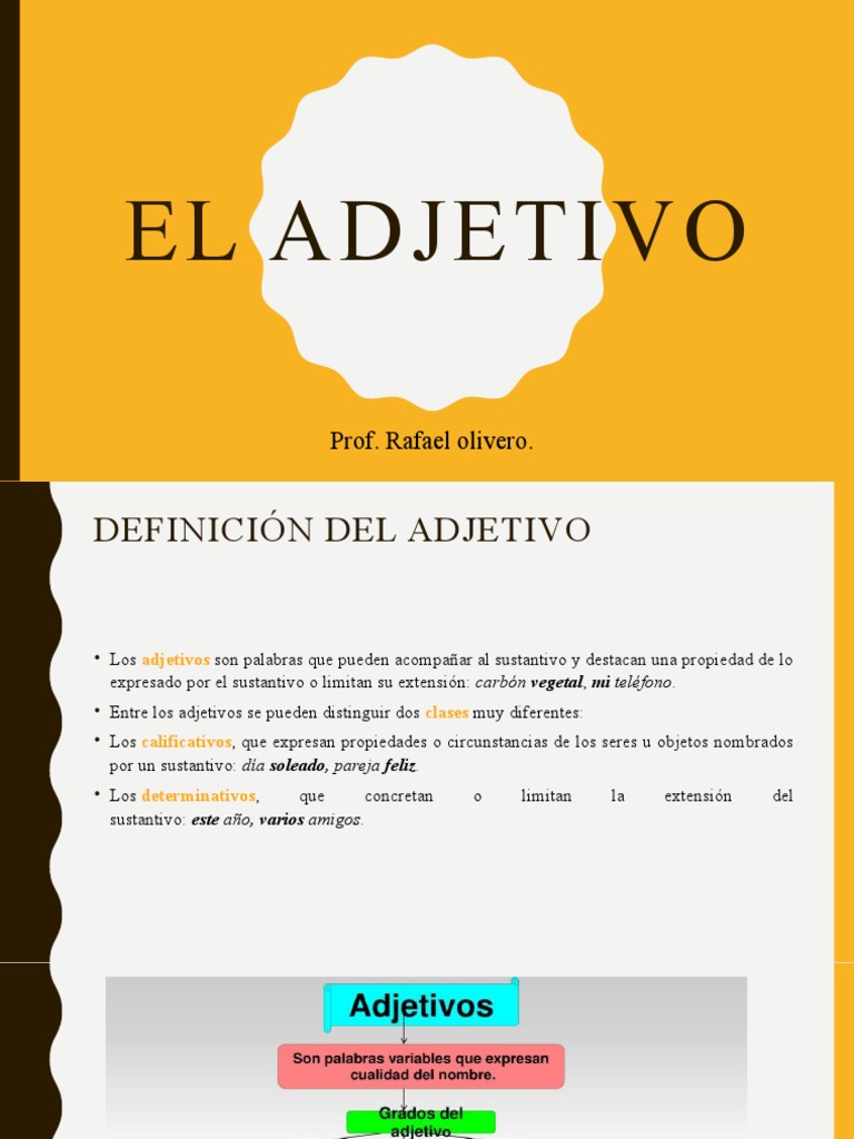 El Adjetivo | PDF | Adjetivo | Sustantivo