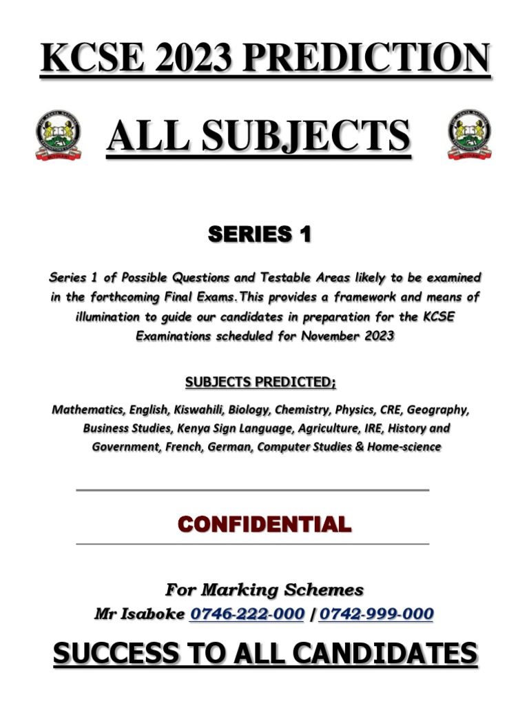 KCSE 2023 Exam Prediction Guide | PDF | Axon | Physical Sciences