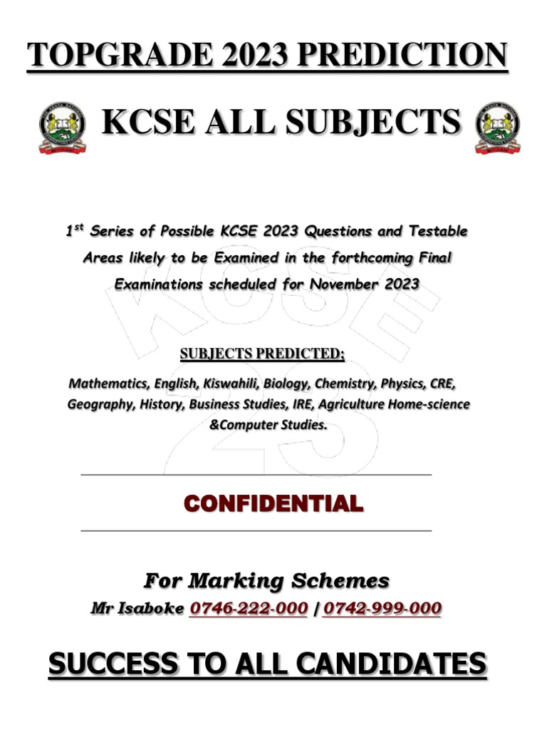 Kcse 2023 Topgrade Prediction | PDF
