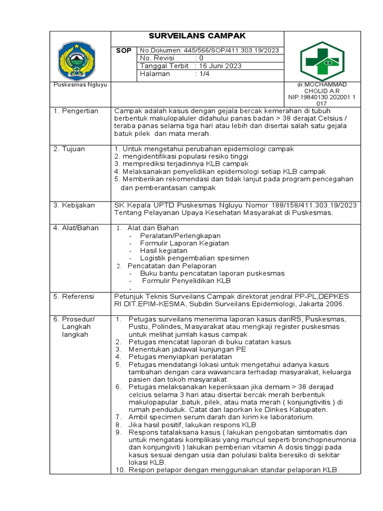 Sop Se Campak | PDF | Kesehatan Holistik | Sains & Matematika