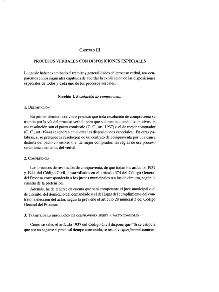 Procesos Verbales Con Disposiciones Especiales | PDF