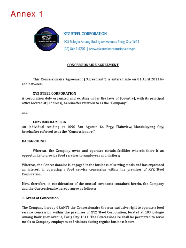 CONCESSIONAIRE-AGREEMENT Final | PDF | Indemnity | Concession (Contract)