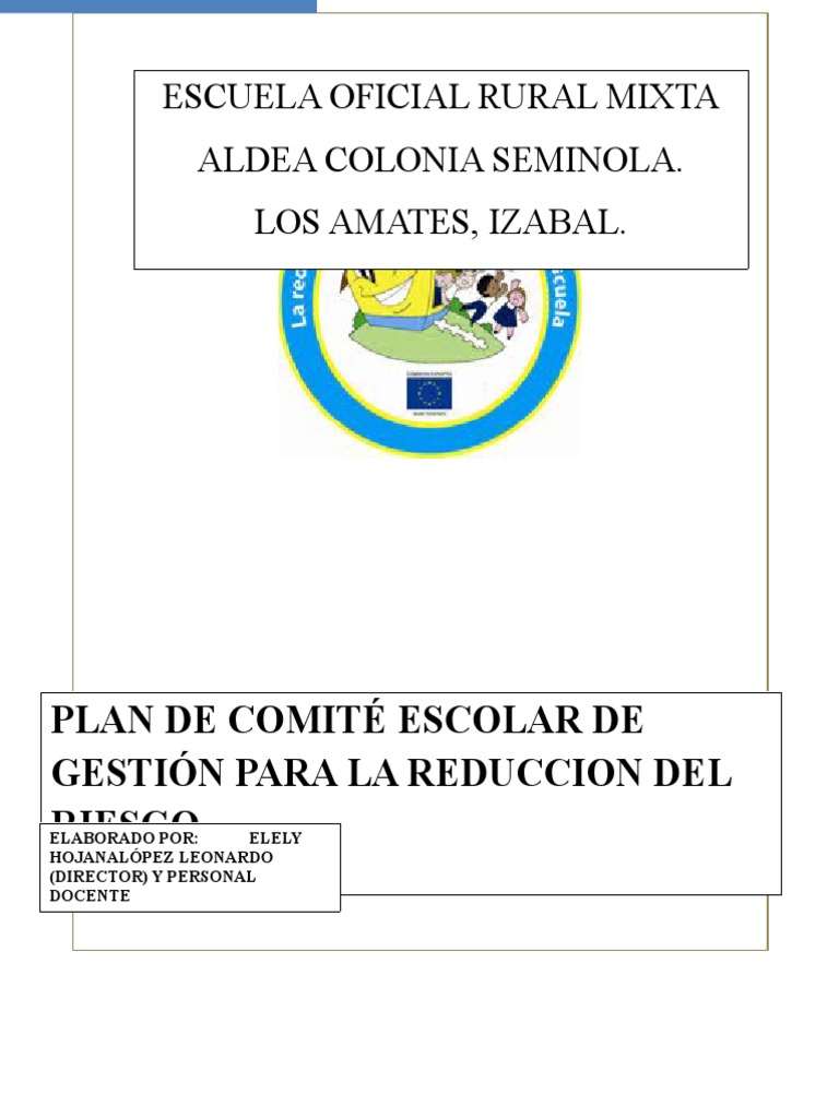 PLAN PARA REDUCCION DE DESASTRES EORM Colonia Seminola 2022 | PDF | Riesgo