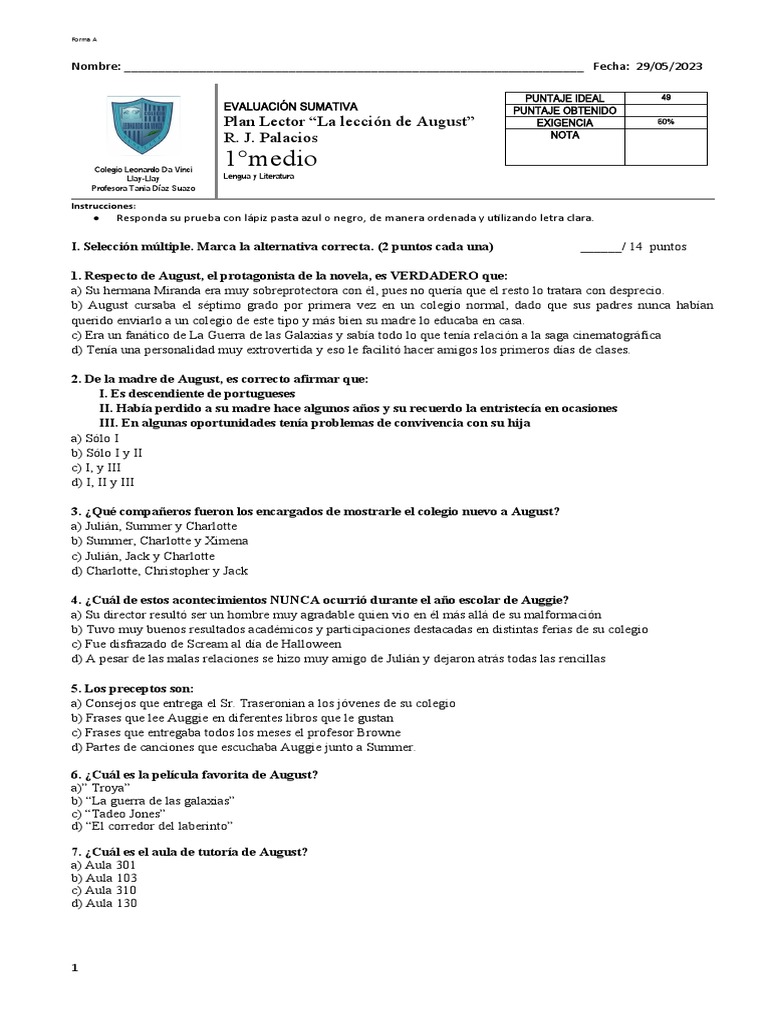 Ev. La Lección de August | PDF