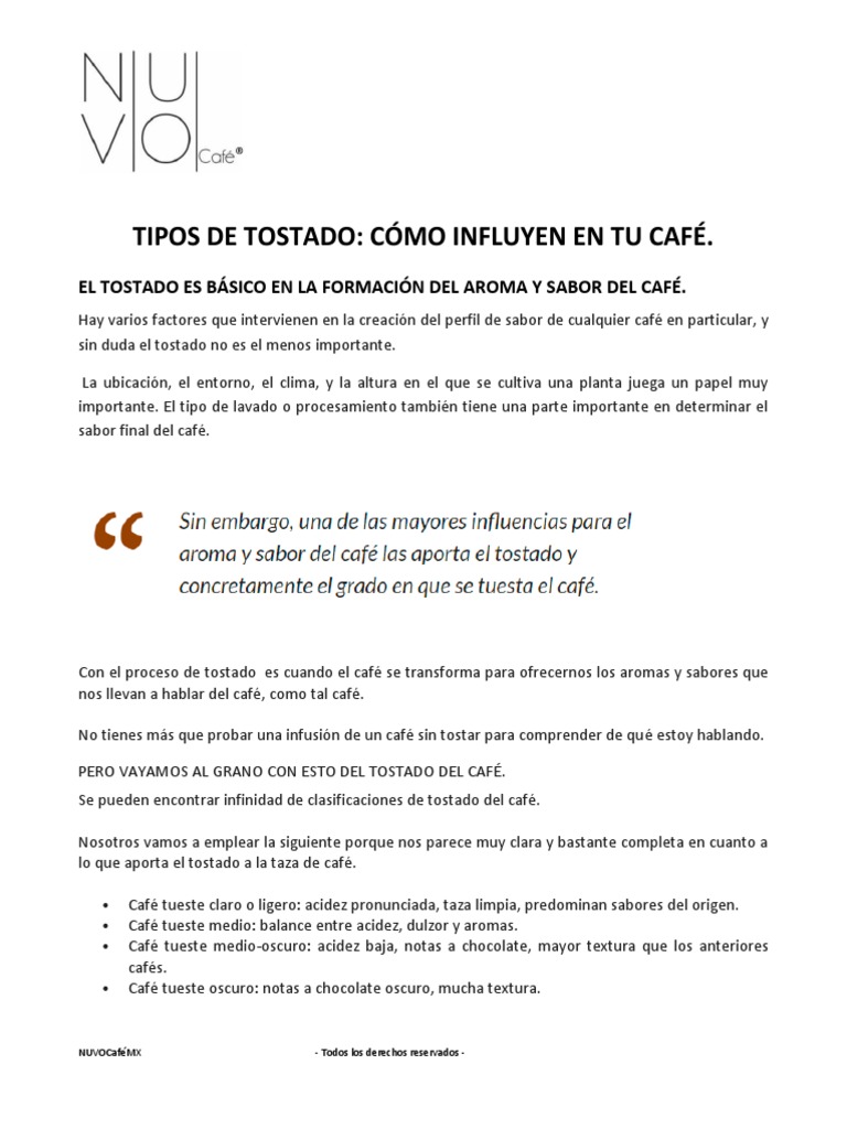Tipos de Tostado de Café y sus Efectos | PDF