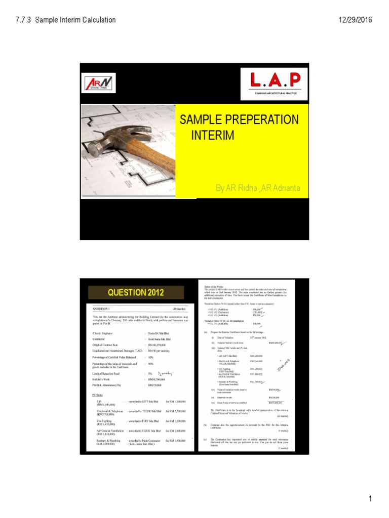 7.7.3 Sample Interim Calculation | PDF | Business Law | Private Law