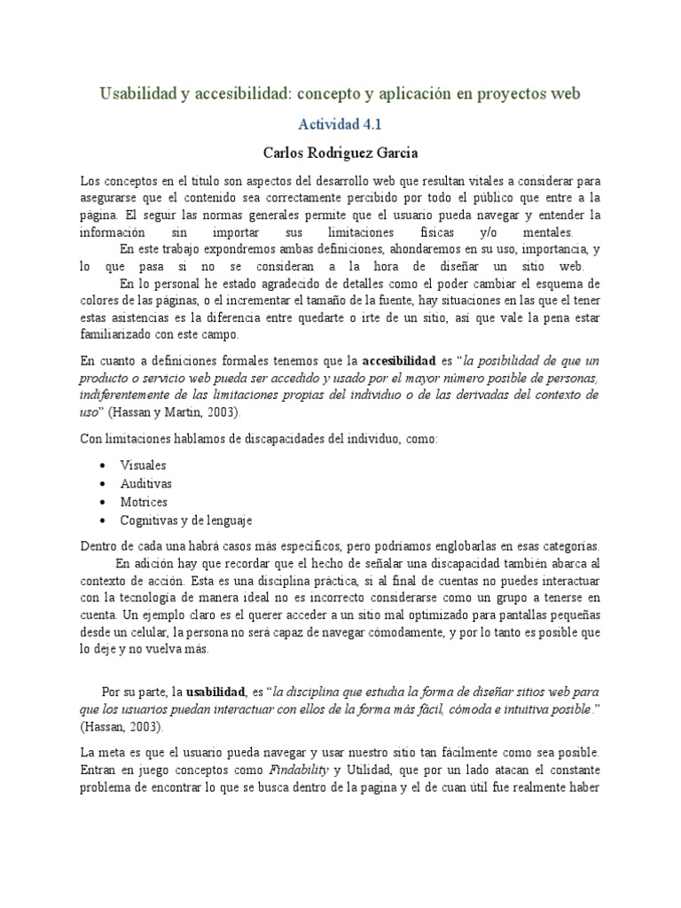 Usabilidad y Accesibilidad | PDF