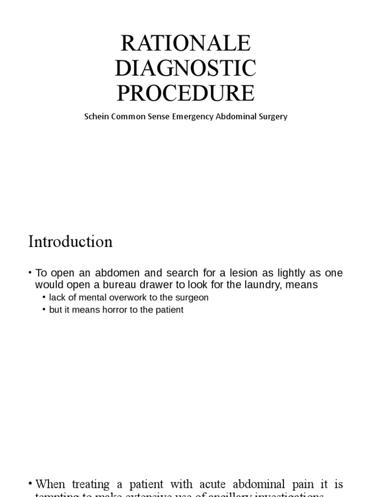 Rationale Diagnostic Procedures | PDF