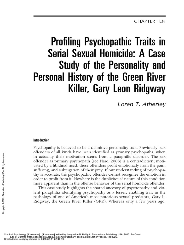 Criminal Psychology (4 Volumes) (4 Volumes) - (Chapter Ten Profiling Psychopathic Traits in ...