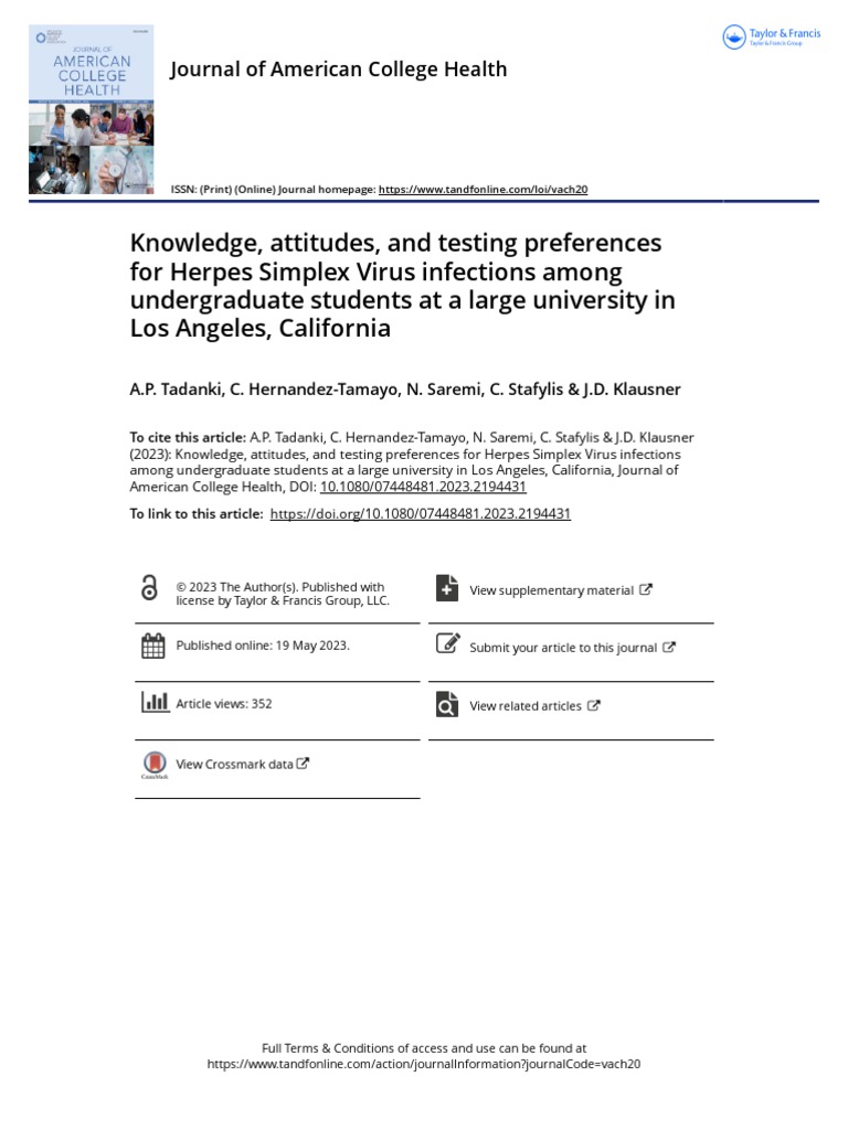 Herpes Knowledge Among College Students | PDF | Herpes Simplex | Survey ...
