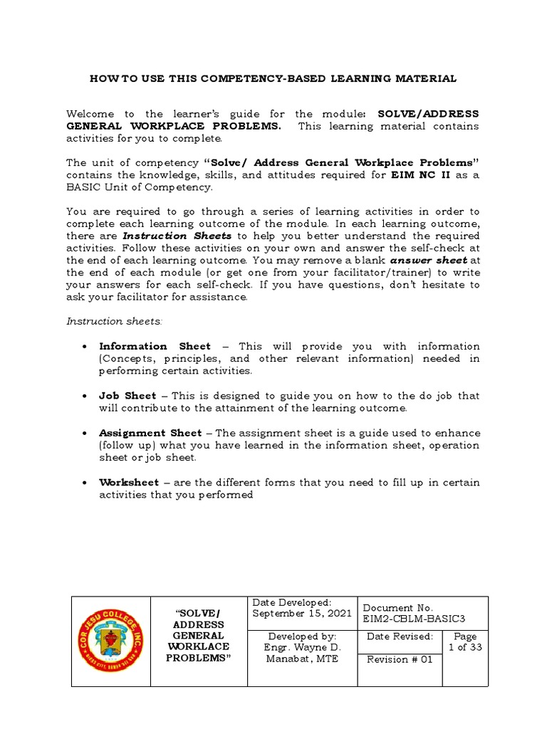 Competency Guide: Workplace Problem Solving | PDF | Team Building | Decision Making