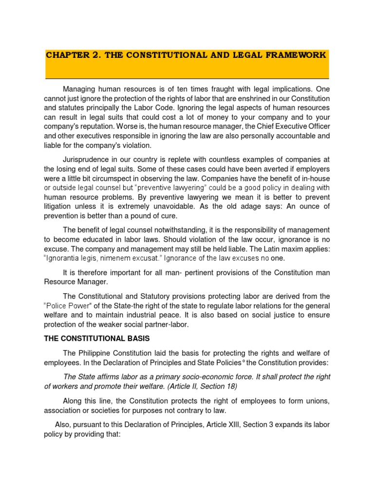 Legal Framework for Human Resources Management | PDF | Cost Of Living ...