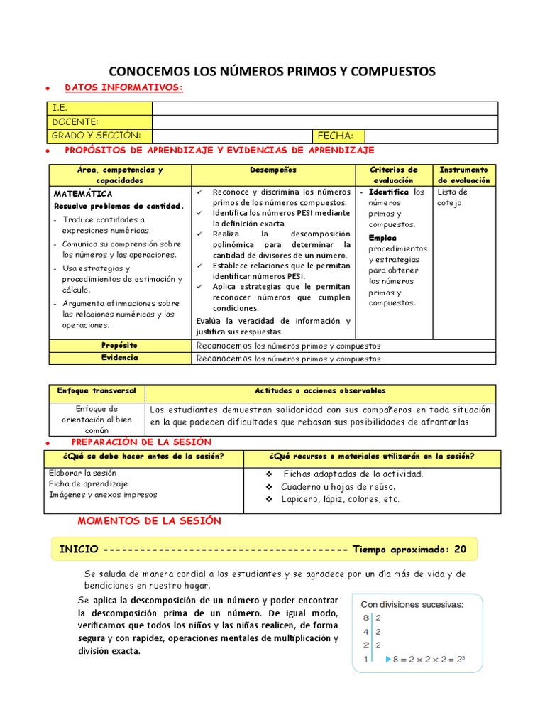 Conocemos Los Números Primos y Compuestos | PDF