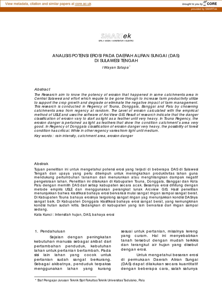 Analisis Potensi Erosi Pada Daerah Aliran Sungai (Das) Di Sulawesi ...