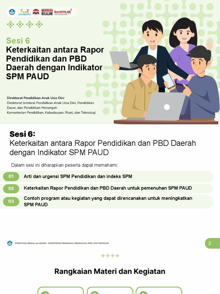 Sesi 6 Keterkaitan antara Rapor Pendidikan dan PBD Daerah dengan Indikator SPM PAUD | PDF