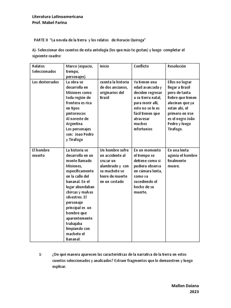 Análisis de cuentos de Horacio Quiroga | PDF