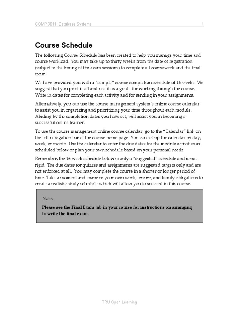 COMP3611 Course Schedule | PDF