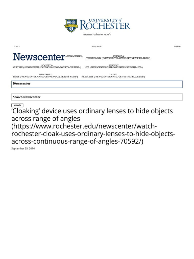 'Cloaking' Device Uses Ordinary Lenses To Hide Objects Across Range of ...