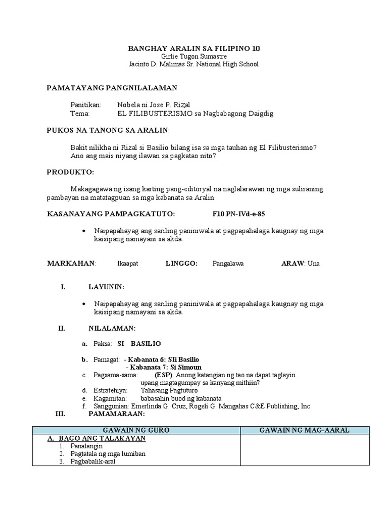 Aralin 4.2 - SI BASILIO | PDF