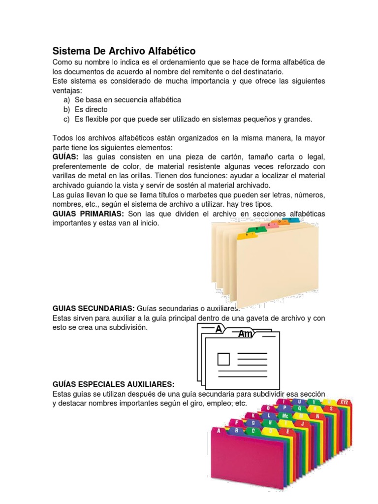 Sistema de Archivo Alfabético Eficaz | PDF | Archivo de computadora ...