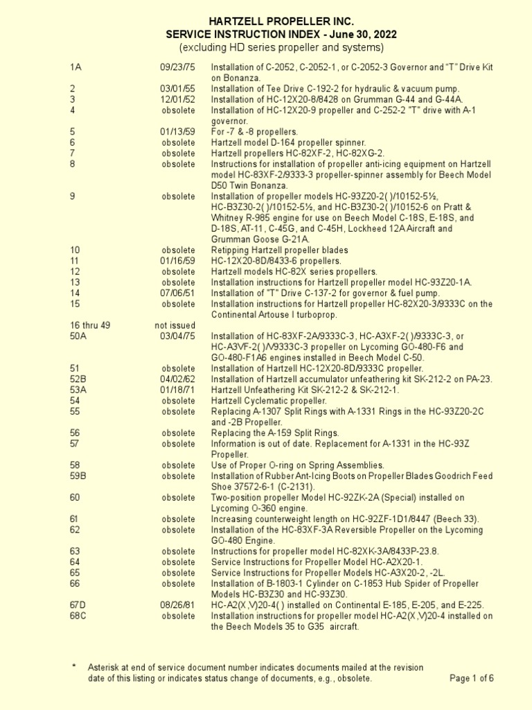 Service Instruction Hartzell Propeller | PDF