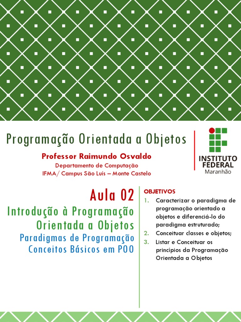 Poo Aula02 Download Grátis Pdf Classe Programação De Computadores Programação Orientada 