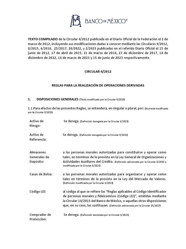 Reglas para Operaciones Derivadas | PDF | Bancos | Opción (Finanzas)
