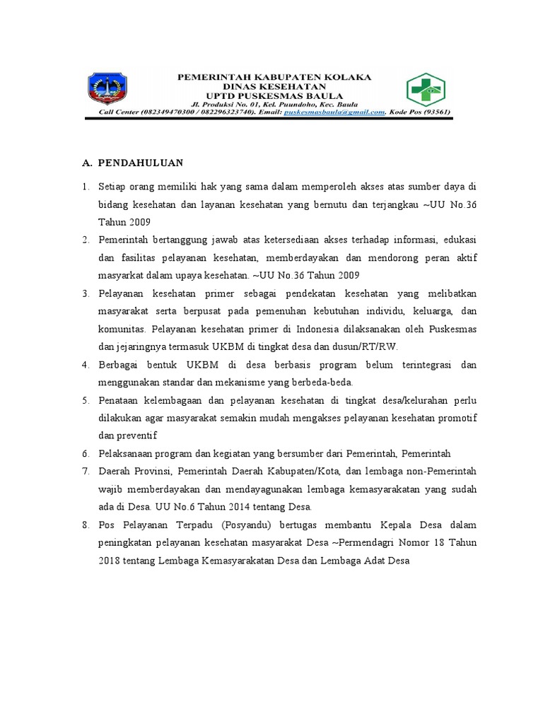 Kak Posyandu Prima Uptd Puskesmas Baula | PDF