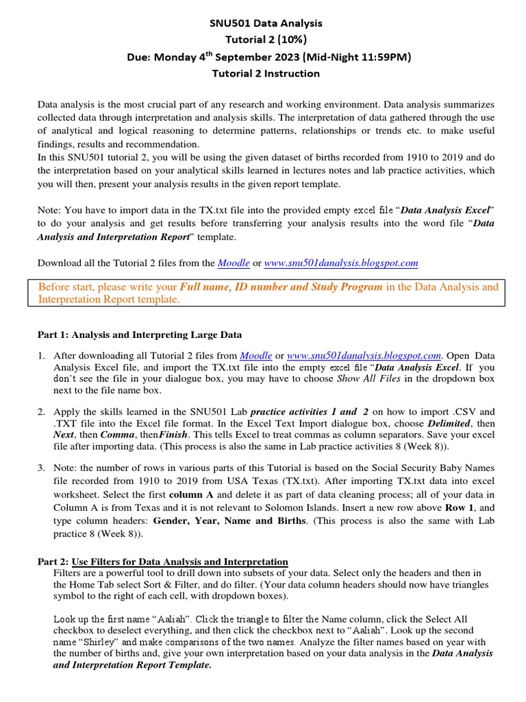 Tutorial 2 Instruction | Download Free PDF | Data | Data Analysis