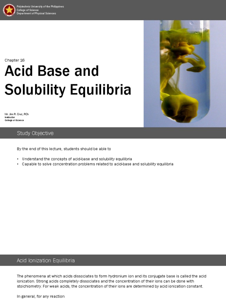 Acid-Base and Solubility Equilibria Guide | PDF | Acid | Chemical ...