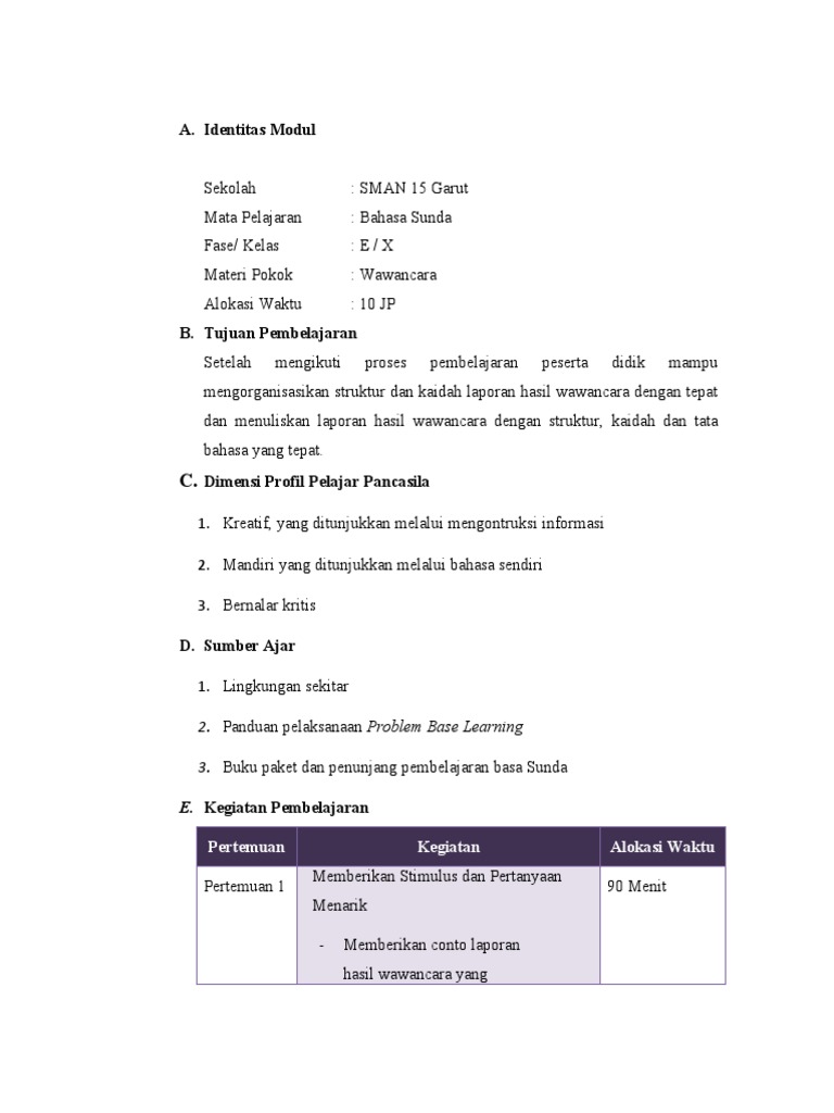 Modul Ajar Fase E Wawancara | PDF