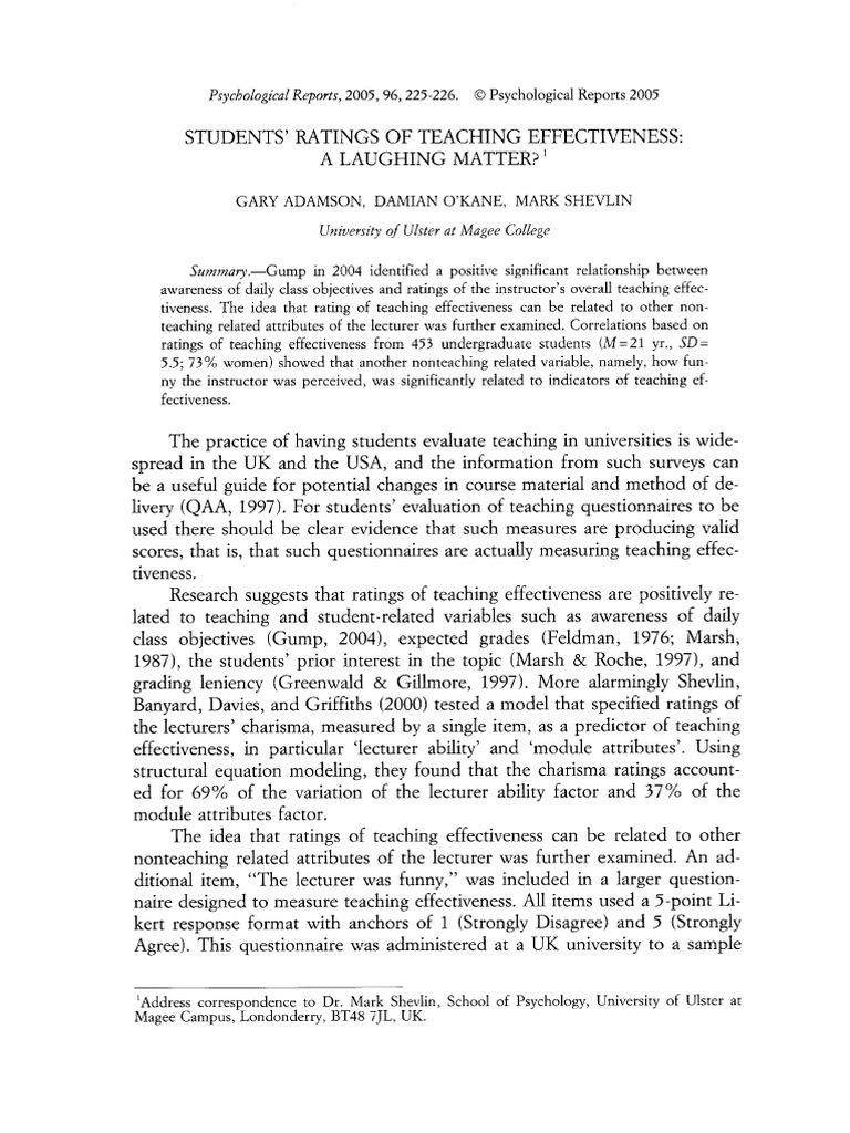 Adamson - Student Ratings-1 | PDF | Behavioural Sciences ...