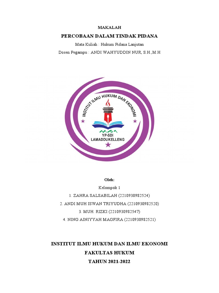Makalah Percobaan Tindak Pidana | PDF