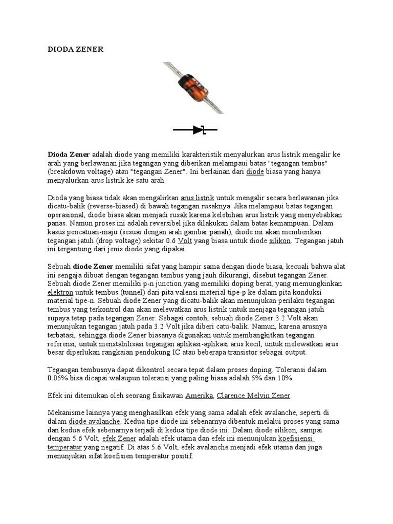 Dioda Zener: Fungsi dan Karakteristik | PDF | Metode & Bahan Ajar ...