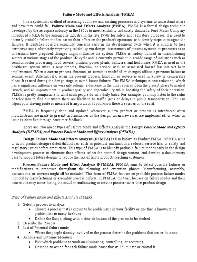 Failure Mode and Effects Analysis | PDF