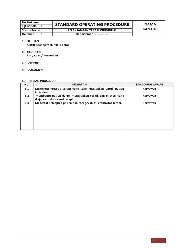 Sop Pelaksanaan Terapi Individual | PDF | Pengembangan Diri