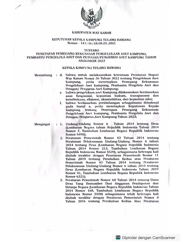 SK Pengelola Aset TLB 2023 | PDF