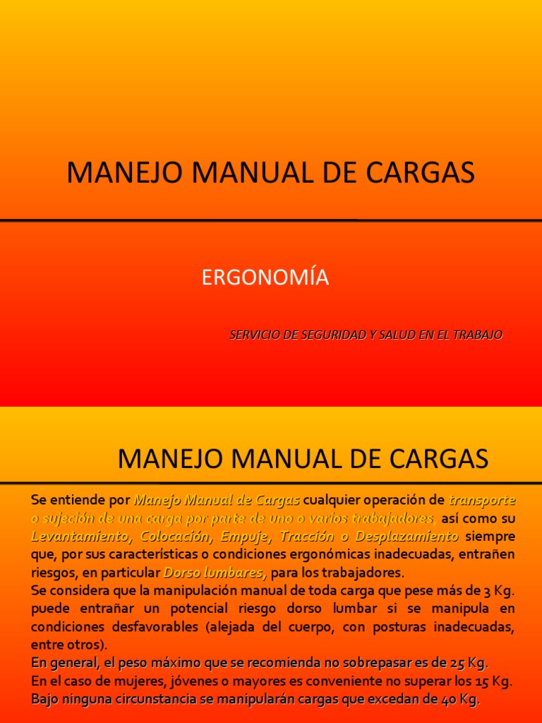 Manejo Manual de Cargas | PDF | Factores humanos y ergonomía
